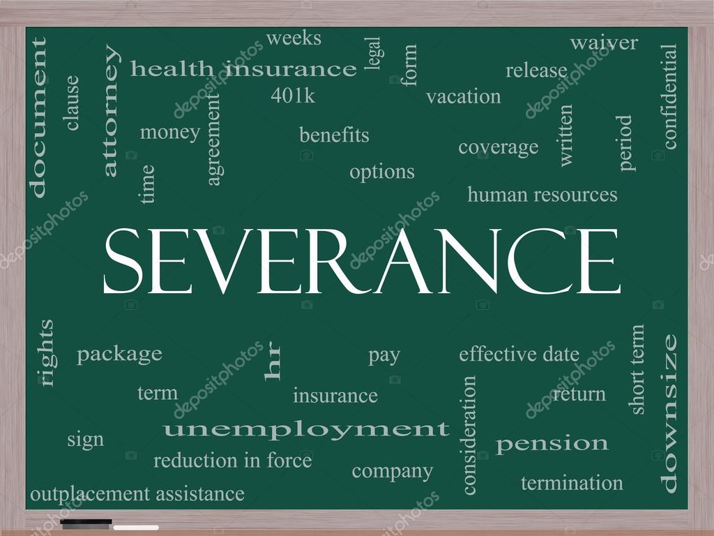 Severance Concepto de nube de palabras en una pizarra 2023