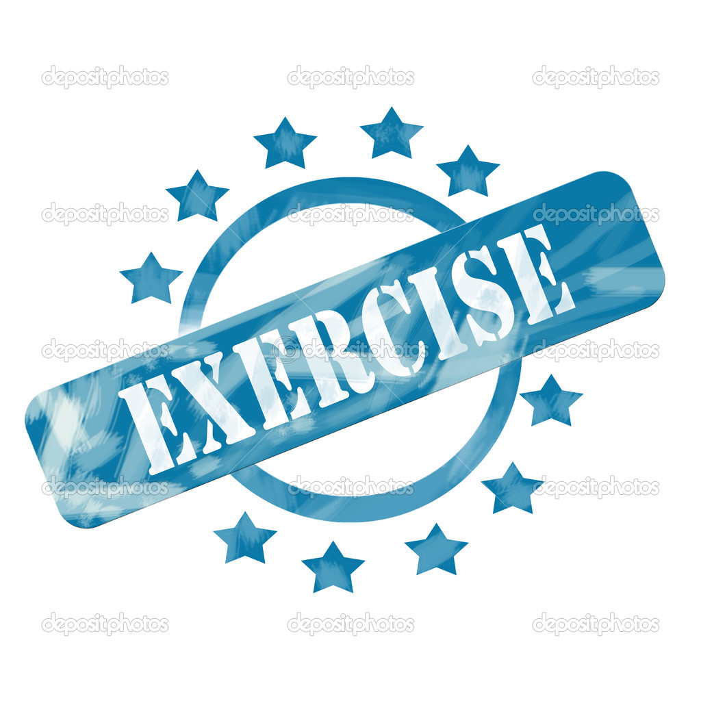 Blue Weathered Exercise Stamp Circle and Stars design — Stock Photo ...