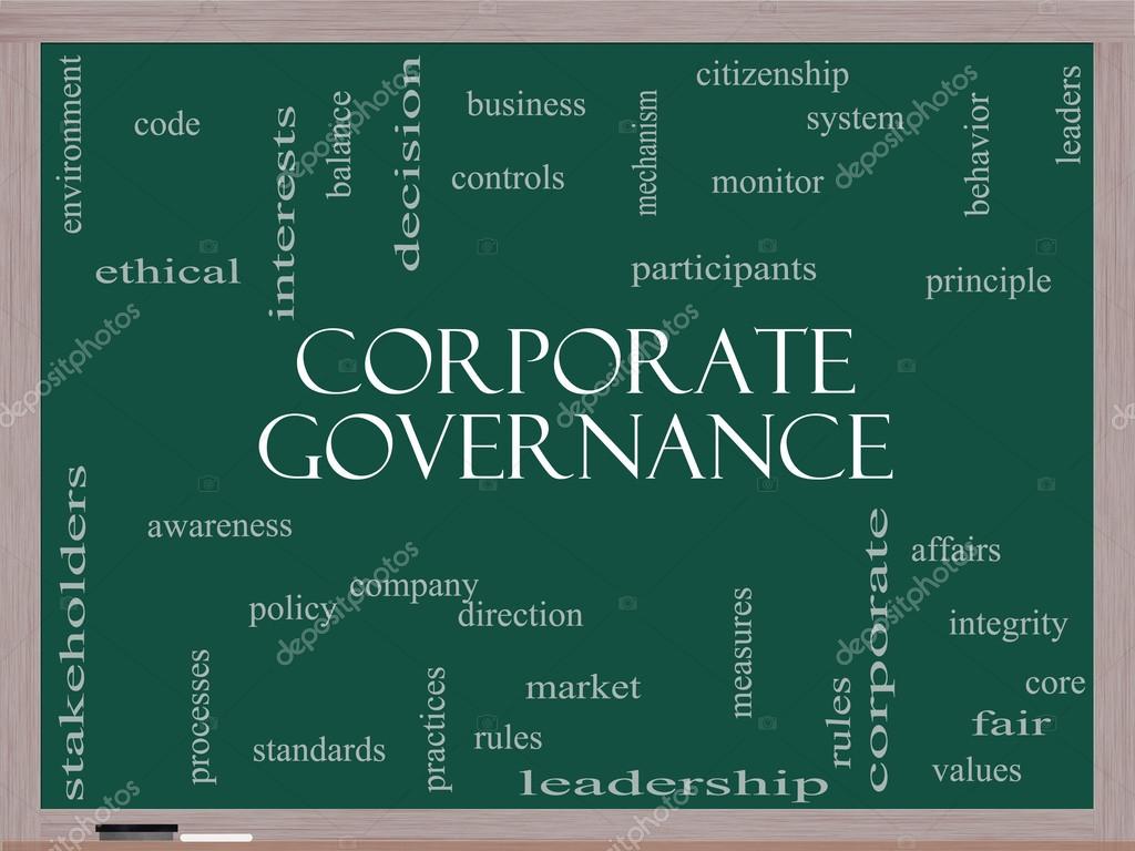 Corporate Governance Word Cloud Concept on a Blackboard Stock Photo by ...
