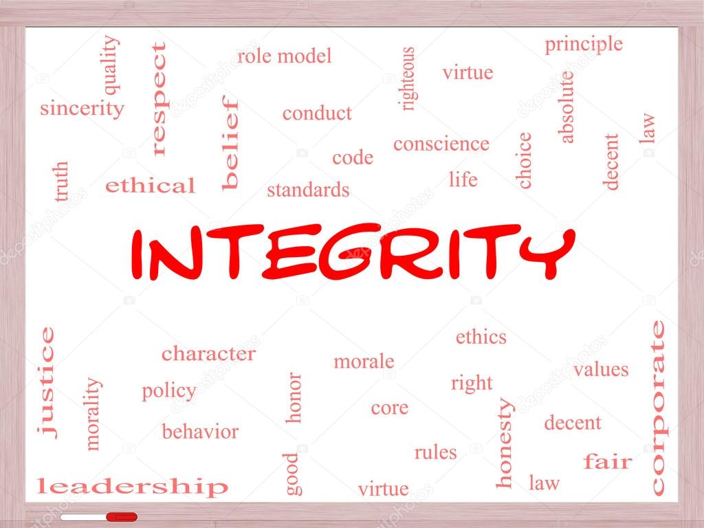 Integrity Word Cloud Concept on a Whiteboard — Stock Photo © mybaitshop ...