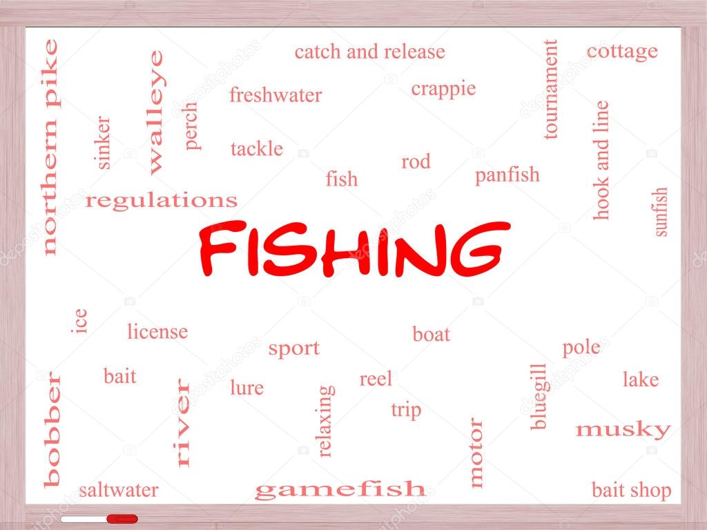 Fishing Word Cloud Concept on a Whiteboard — Stock Photo © mybaitshop ...