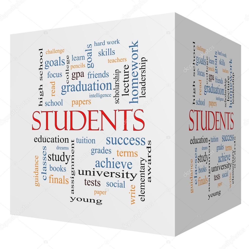 Students 3D cube Word Cloud Concept — Stock Photo © mybaitshop #42041415