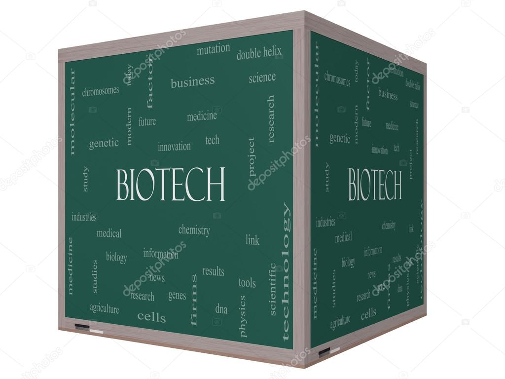 Biotech Word Cloud Concept on a 3D cube Blackboard Stock Photo by ...