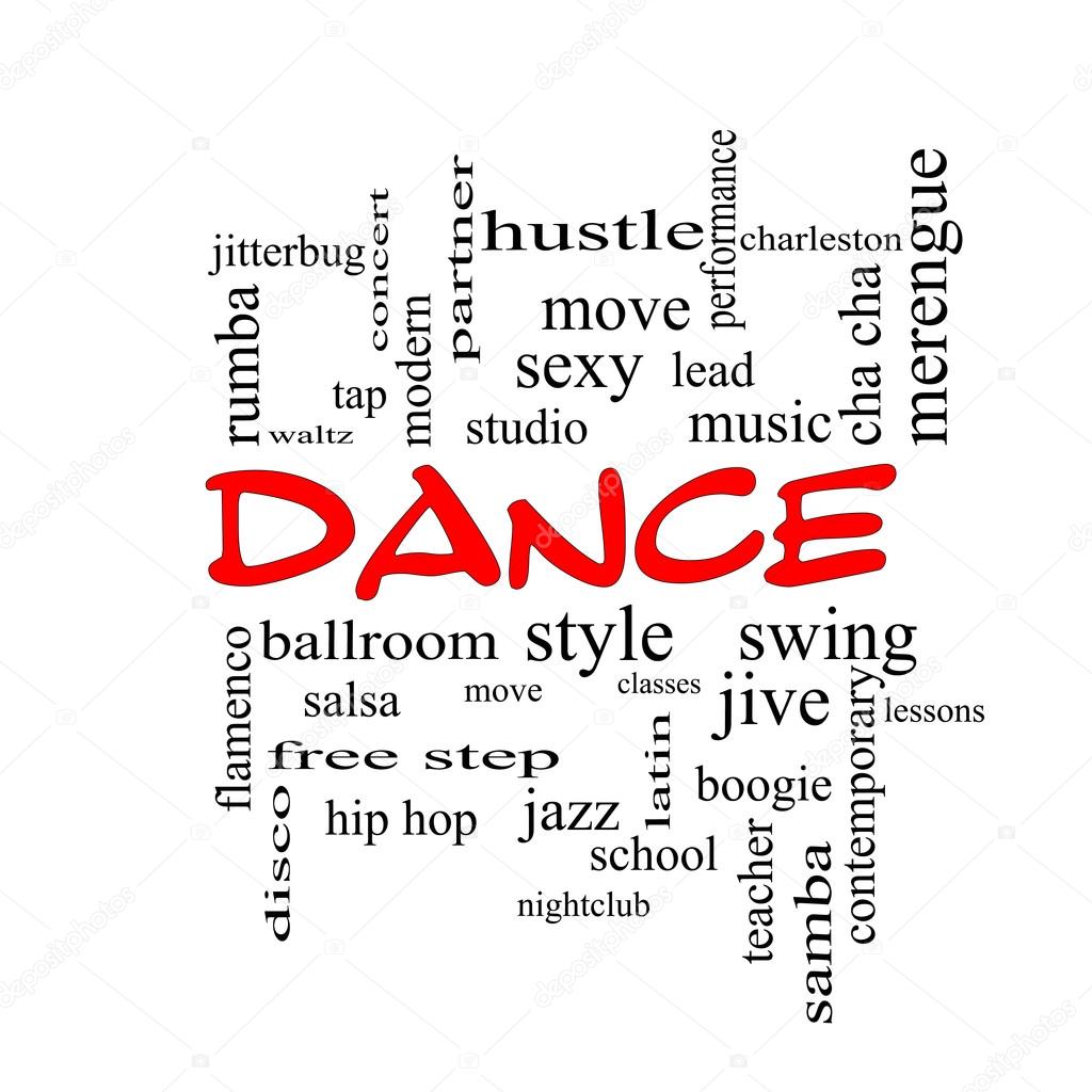 Dance Word Cloud Concept in red caps — Stock Photo © mybaitshop #42378435