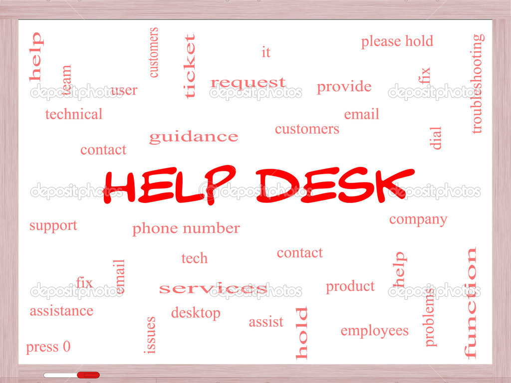 Help Desk Word Cloud Concept on a Whiteboard — Stock Photo © mybaitshop ...