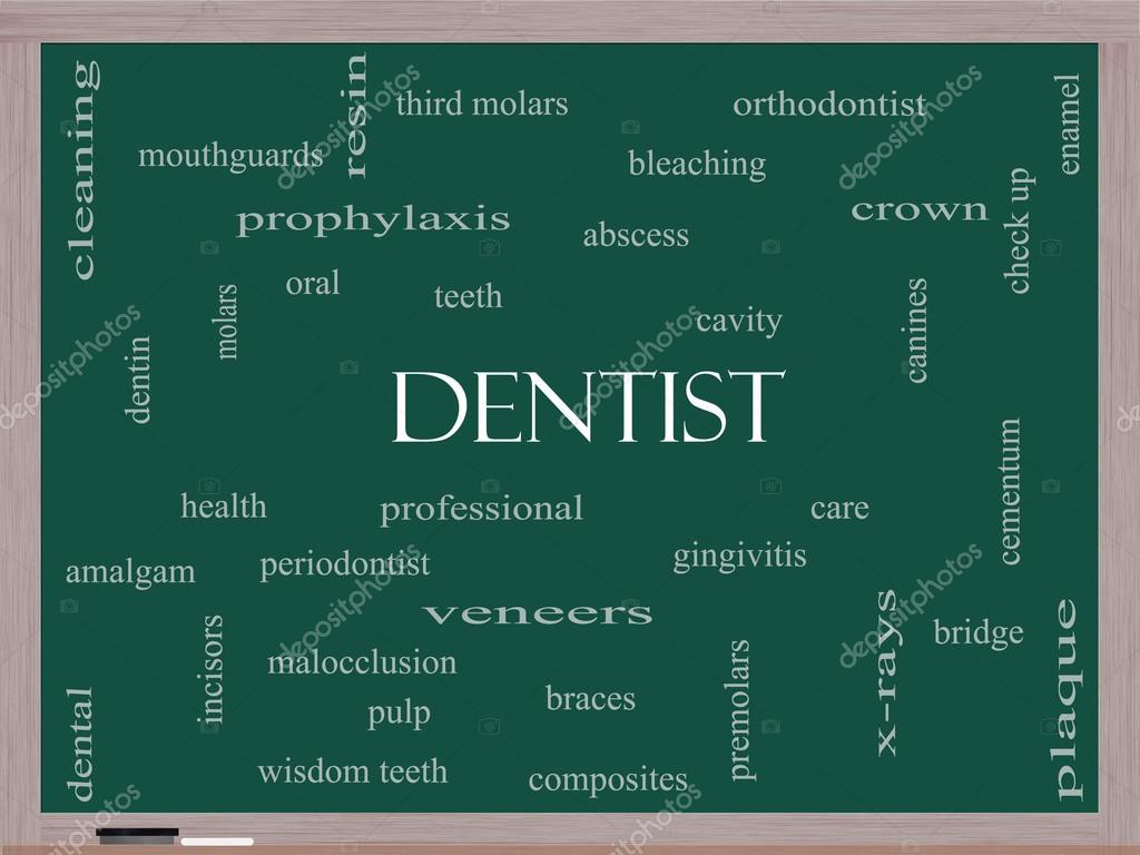 Dentist Word Cloud Concept on a Blackboard — Stock Photo © mybaitshop ...