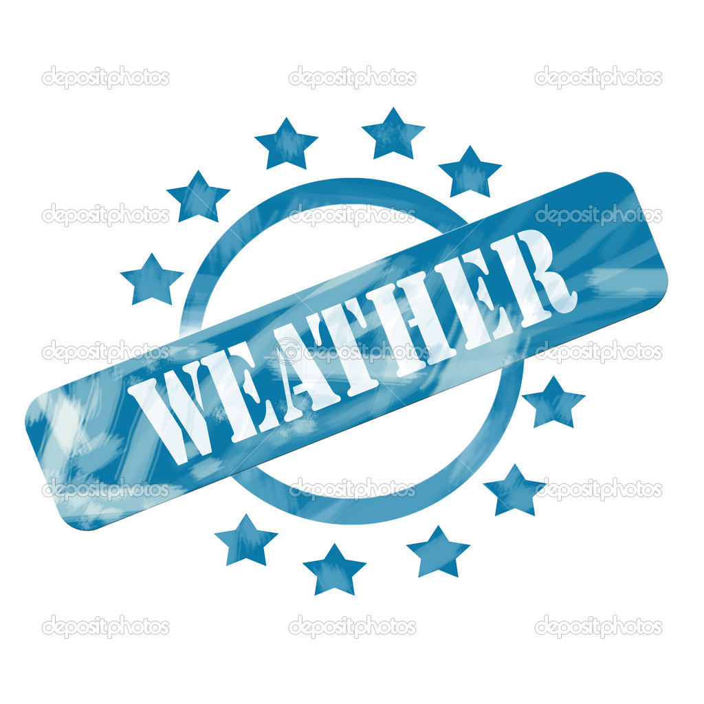 Blue Weathered WEATHER Stamp Circle and Stars design — Stock Photo ...