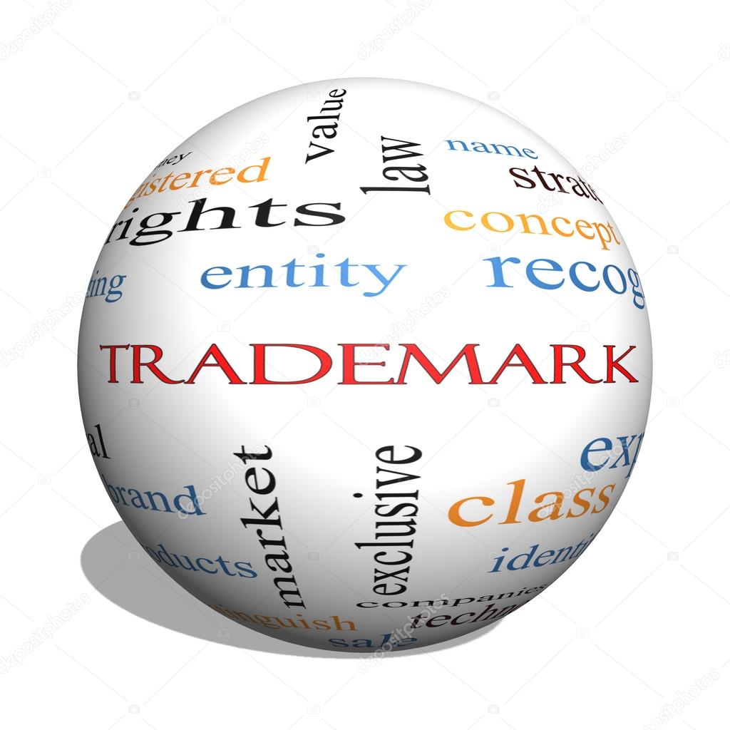 Trademark 3D sphere Word Cloud Concept — Stock Photo © mybaitshop #45802501