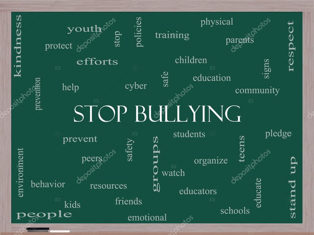 Stop Bullying Word Cloud Concept on a Blackboard — Stock Photo ...