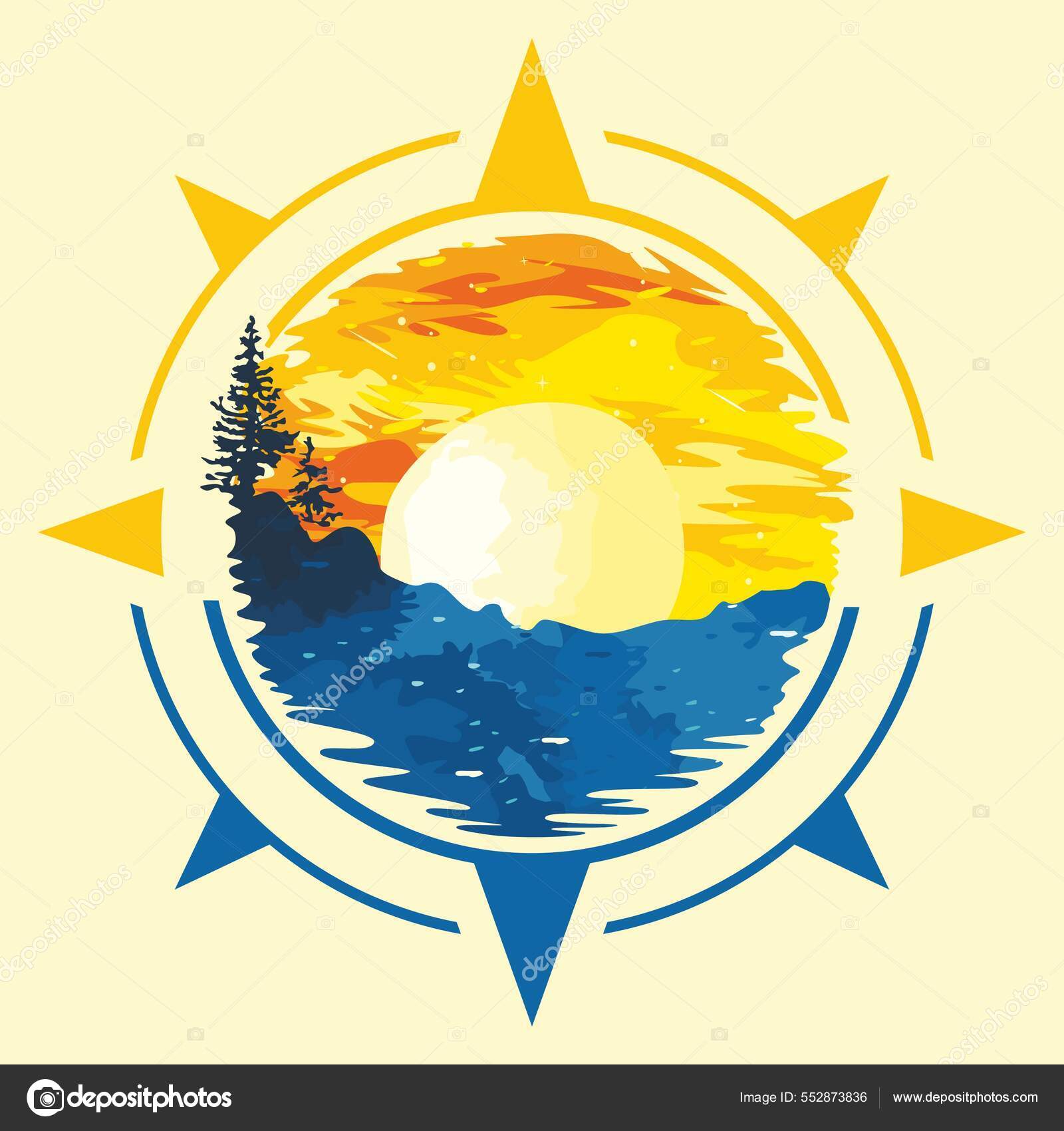 Hermoso Sol Mar Vector Símbolo Ilustración Vector de stock #552873836 ...