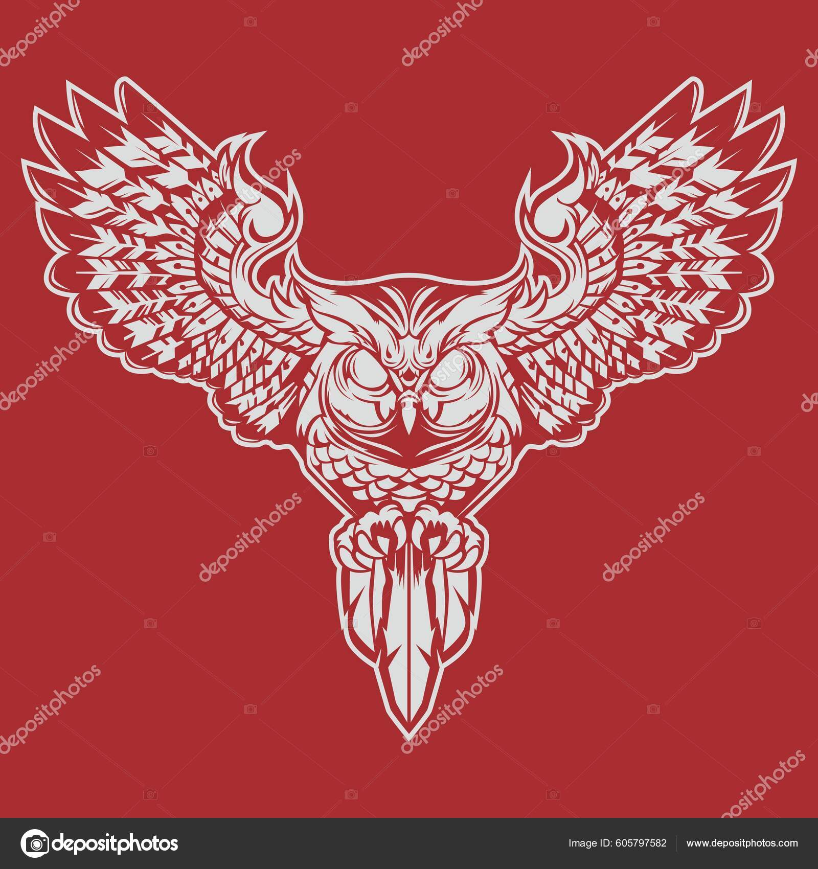 Flying Owl Icon Vector Illustration Stock Vector by ©PICOCIKO 605797582