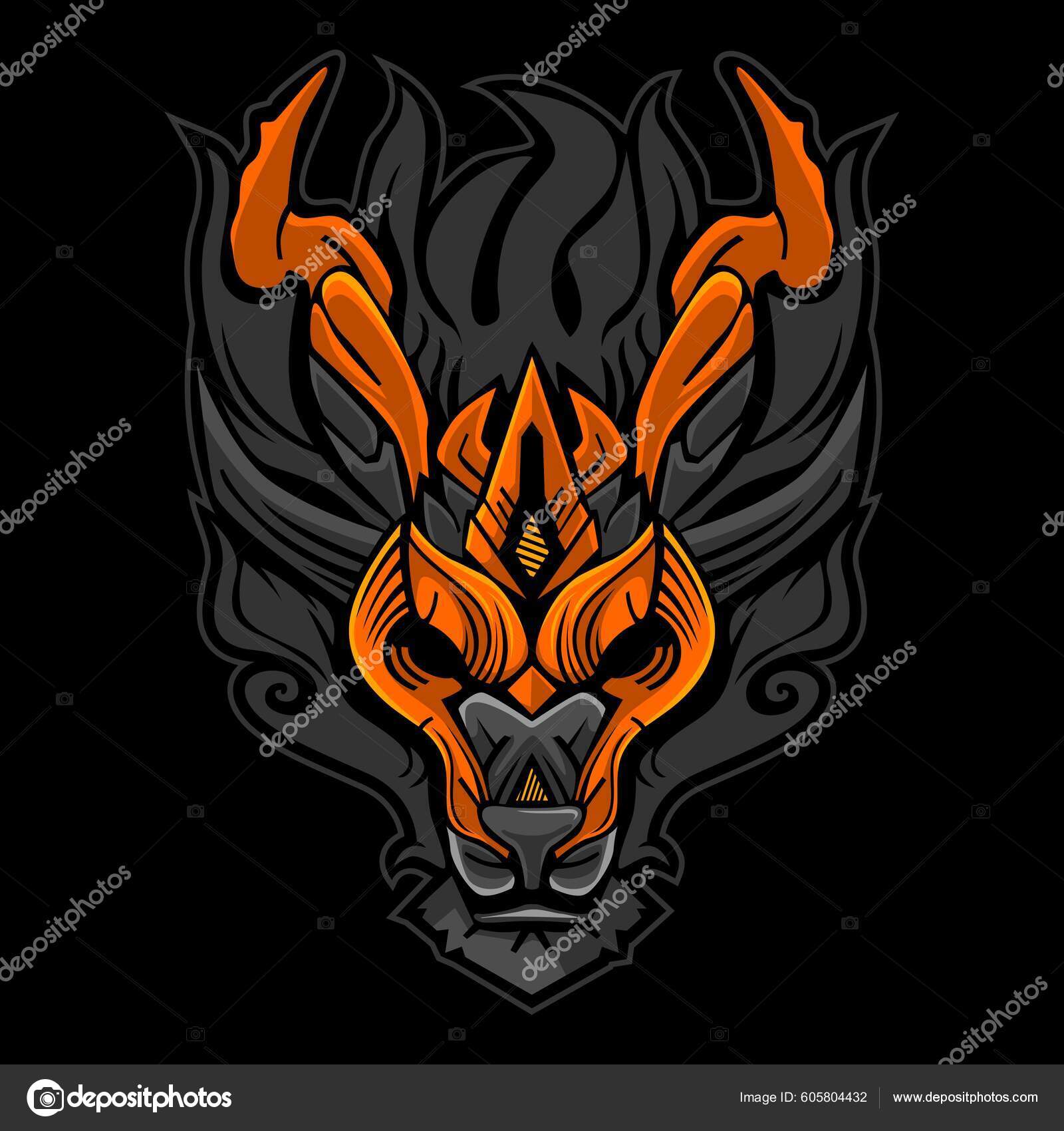 Legendary Fantasy Dragon Head Vector Illustration Stock Vector by ...