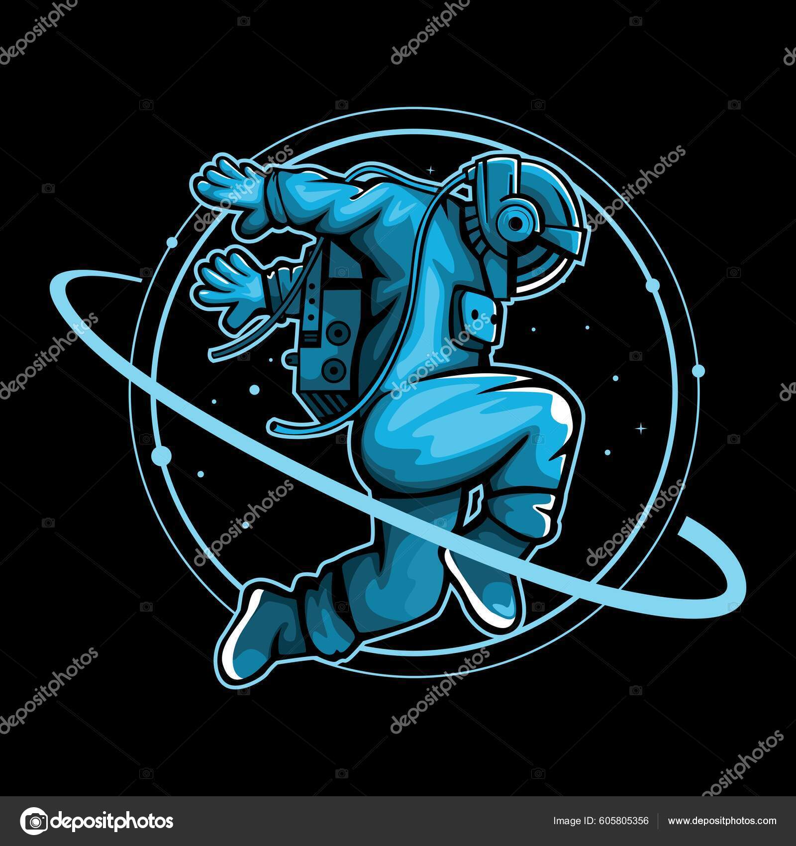 Vector Illustration Astronaut Floating Space Stock Vector by ©PICOCIKO ...