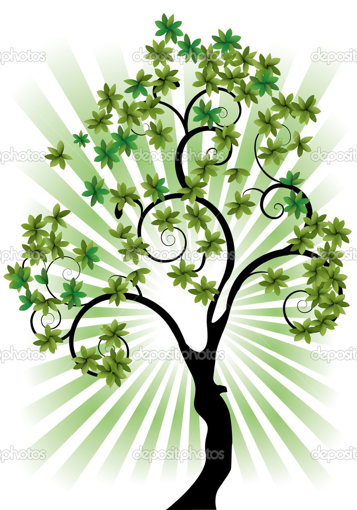 A tree with light rays gree Stock Vector by ©ekays 12810259