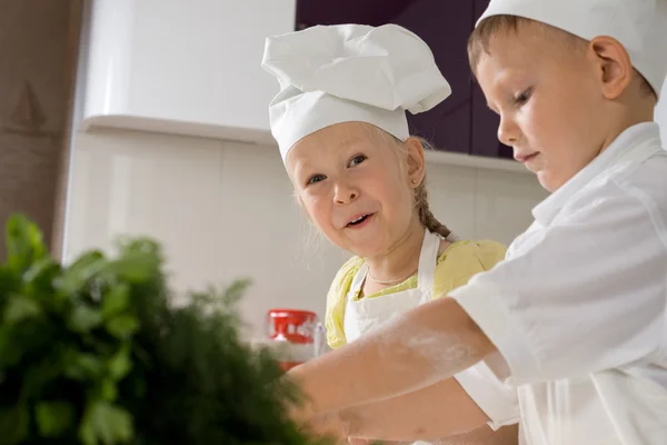 Two Cute Young Home Chefs - Stock Image - Everypixel