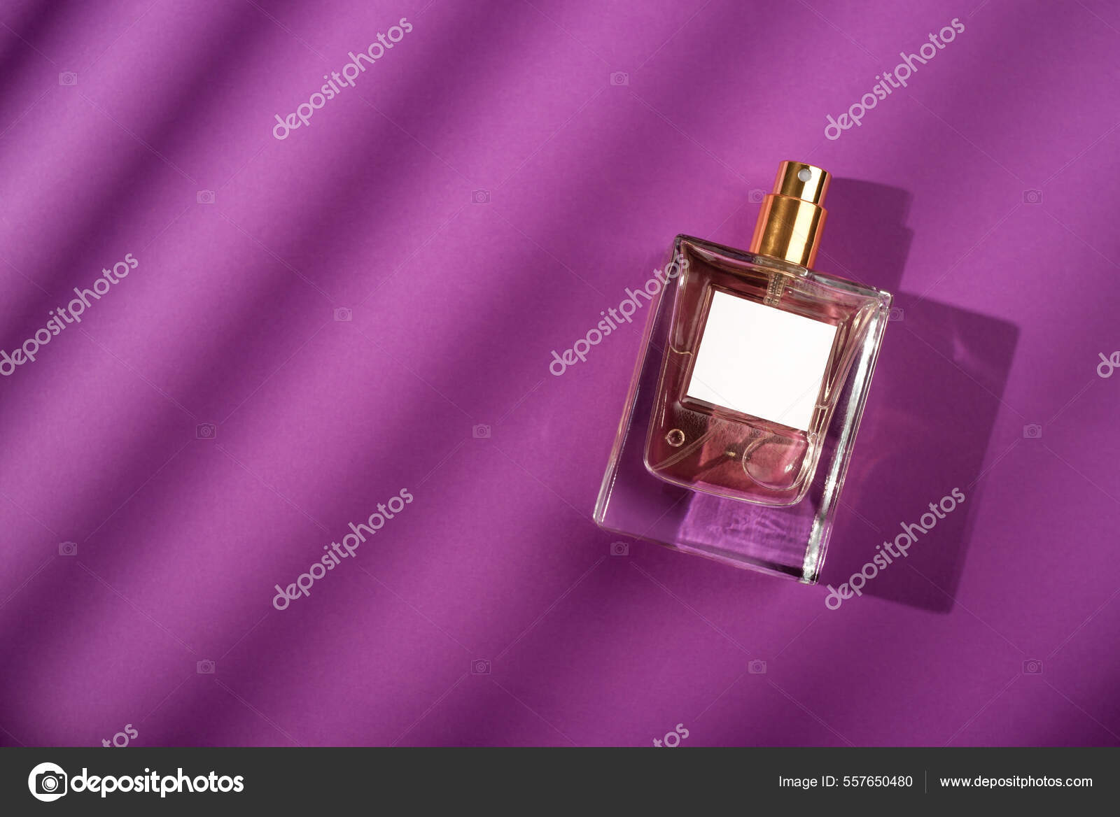 Transparent Bottle Perfume Purple Background Fragrance Presentation ...