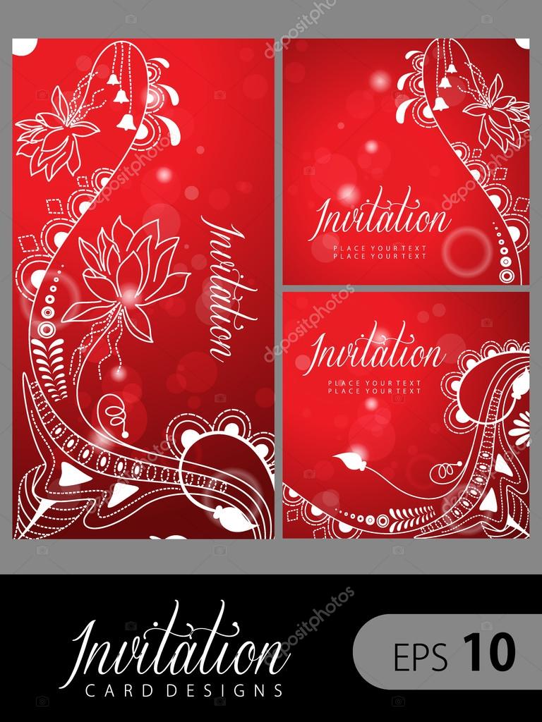 Conjunto de tarjetas de invitación vectorial. EPS 10 Diseño de marco de ...