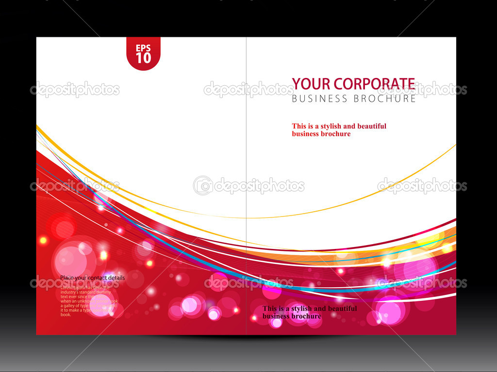 Abstract Double fold brochure with waves for you business uses, vector ...