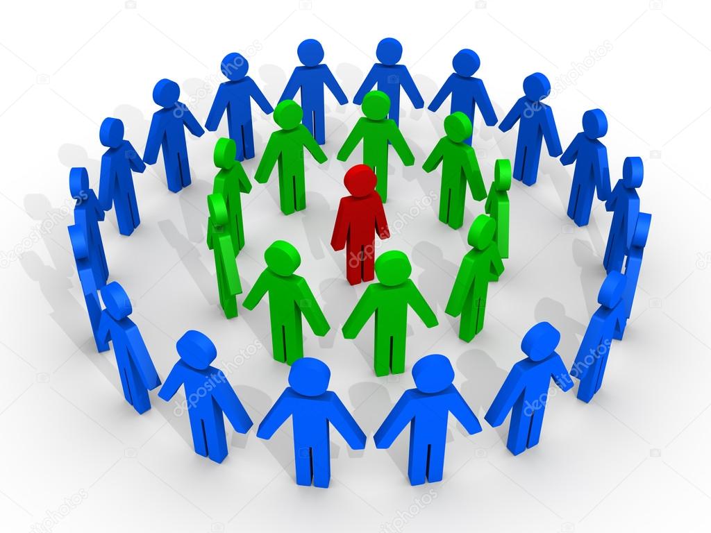 Leader in the middle and human figures protecting him Stock Photo by ...