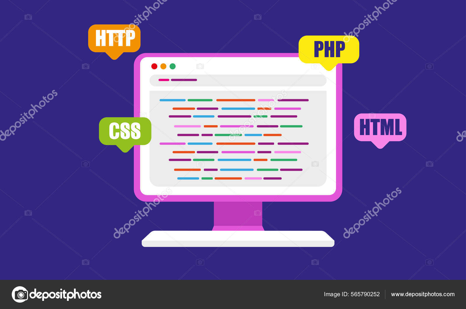 Web Development Concept Programming Coding Laptop Virtual Screens White ...
