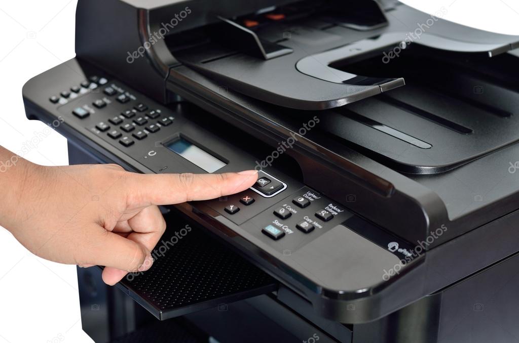 Multifunction printer with finger — Stock Photo © singkham #27801023