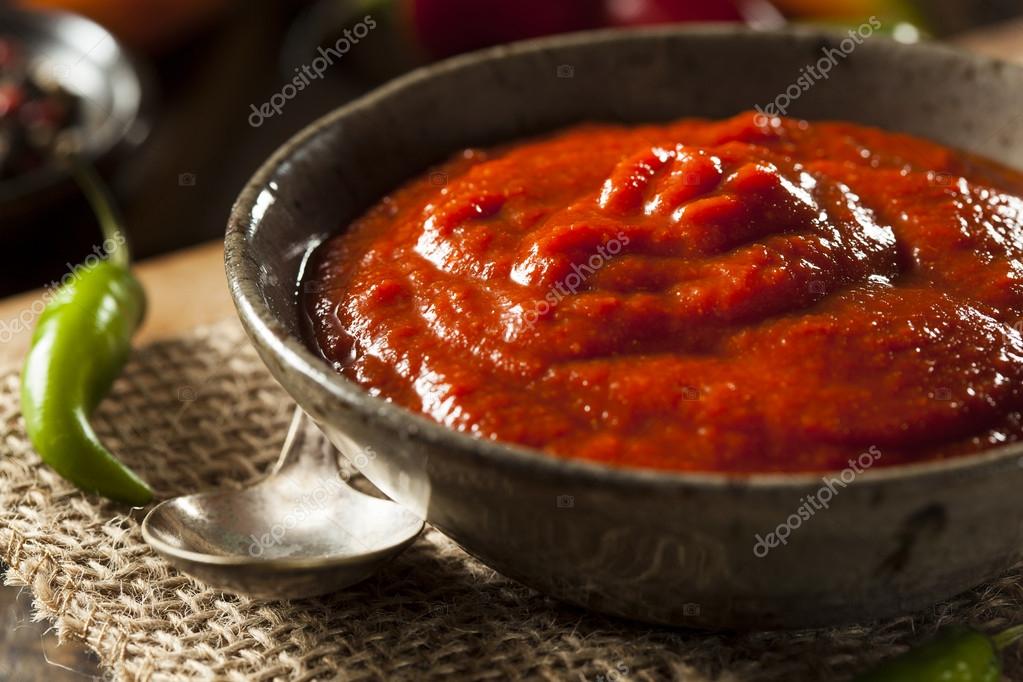 Hot Spicy Red Sriracha Sauce — Stock Photo © bhofack2 #46753517