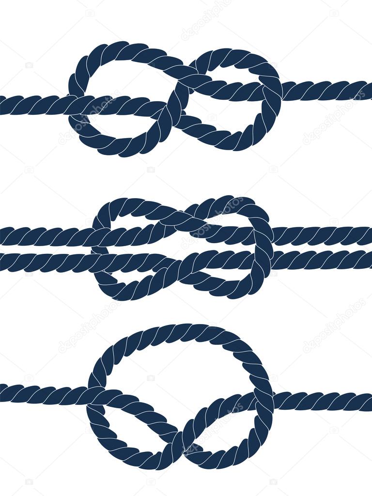Nautical blue knots on white background, vector — Stock Vector ...