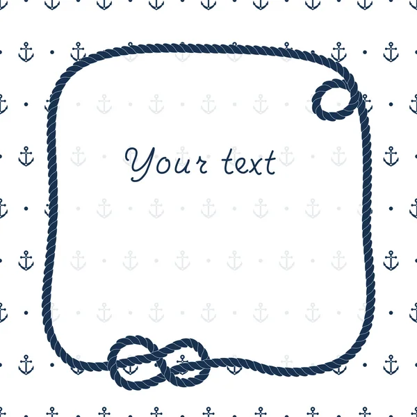 Rope Knot Border Vector Design Isolated Marine Frame Blue White — Stock ...