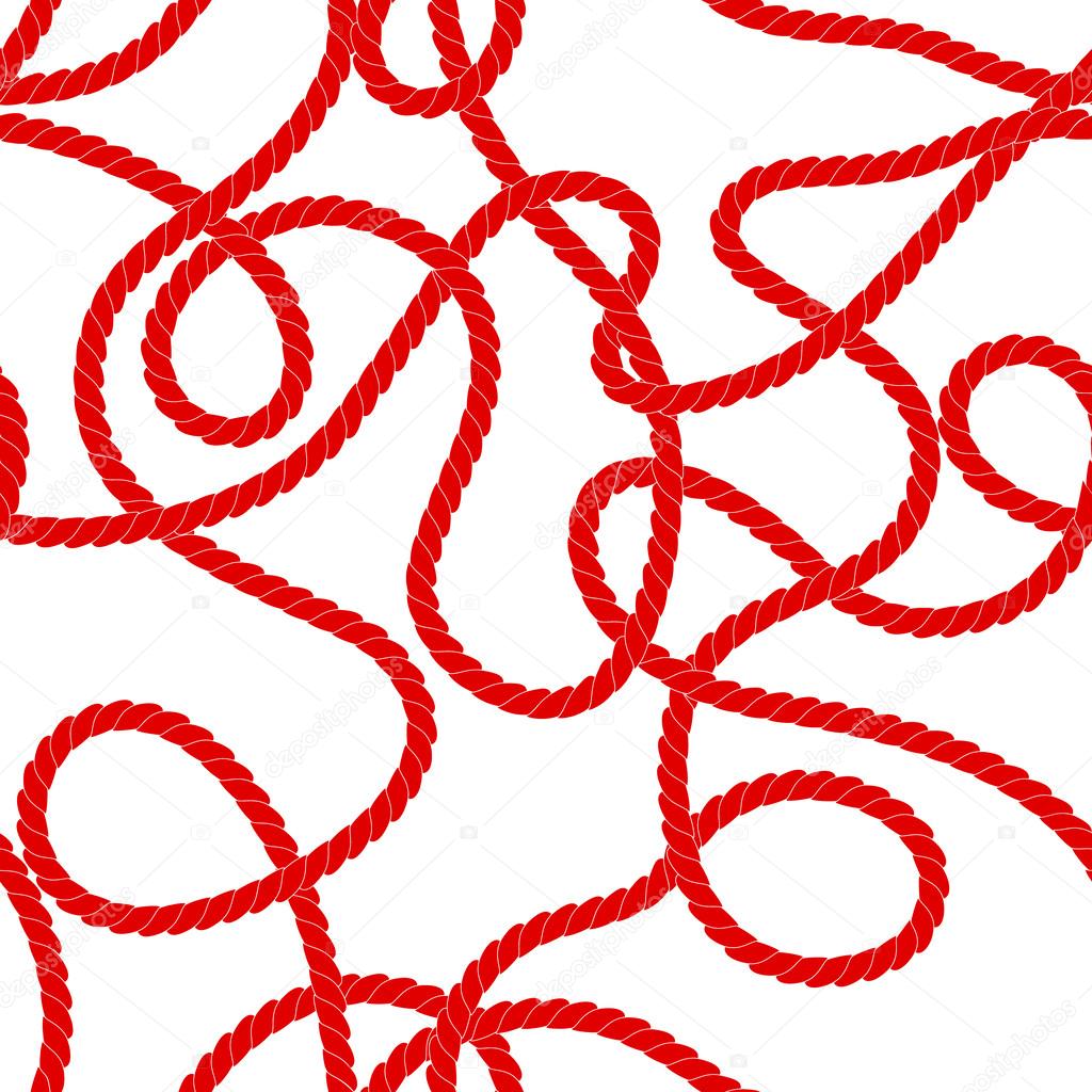 Tangled navy rope in red and white seamless pattern, vector — Stock ...