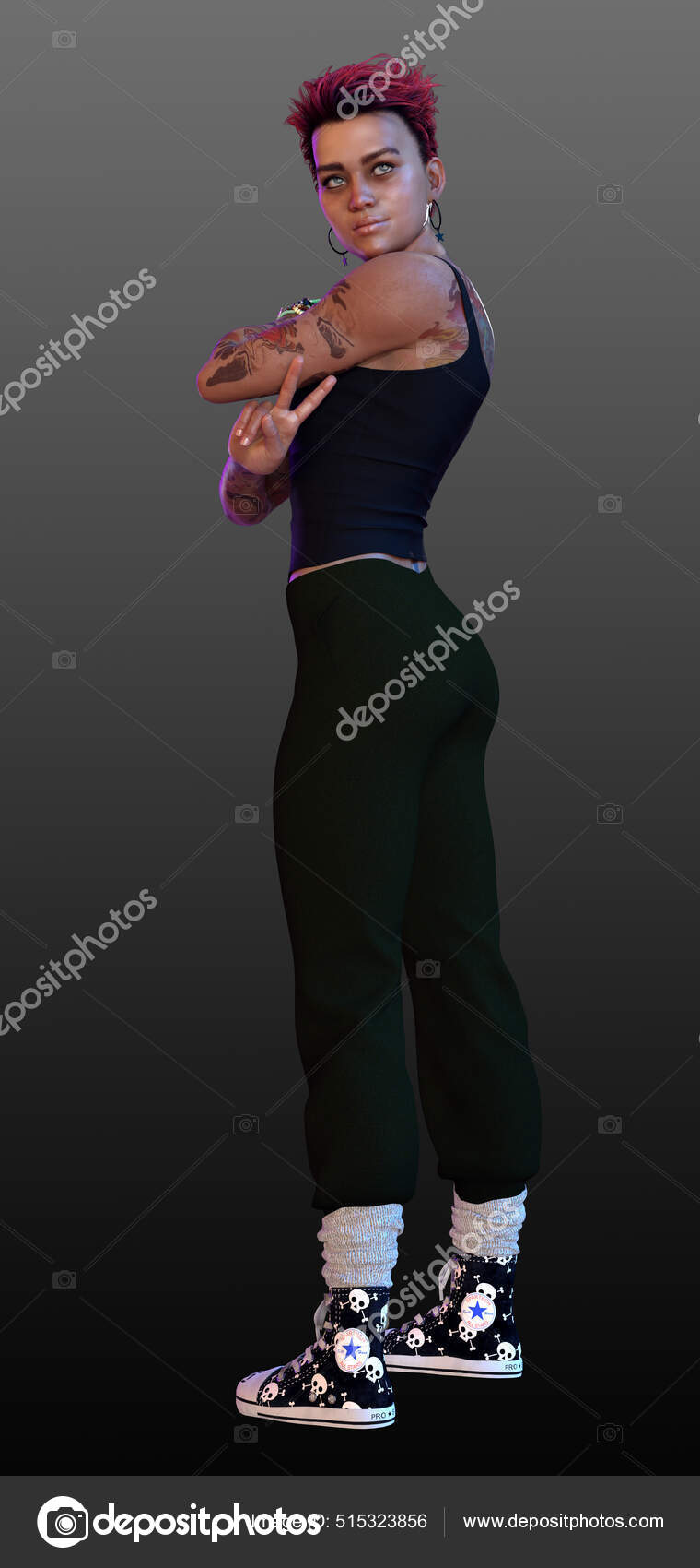 Urban Fantasy Poc Trans Model Action Poses — Stock Photo © Ravven ...