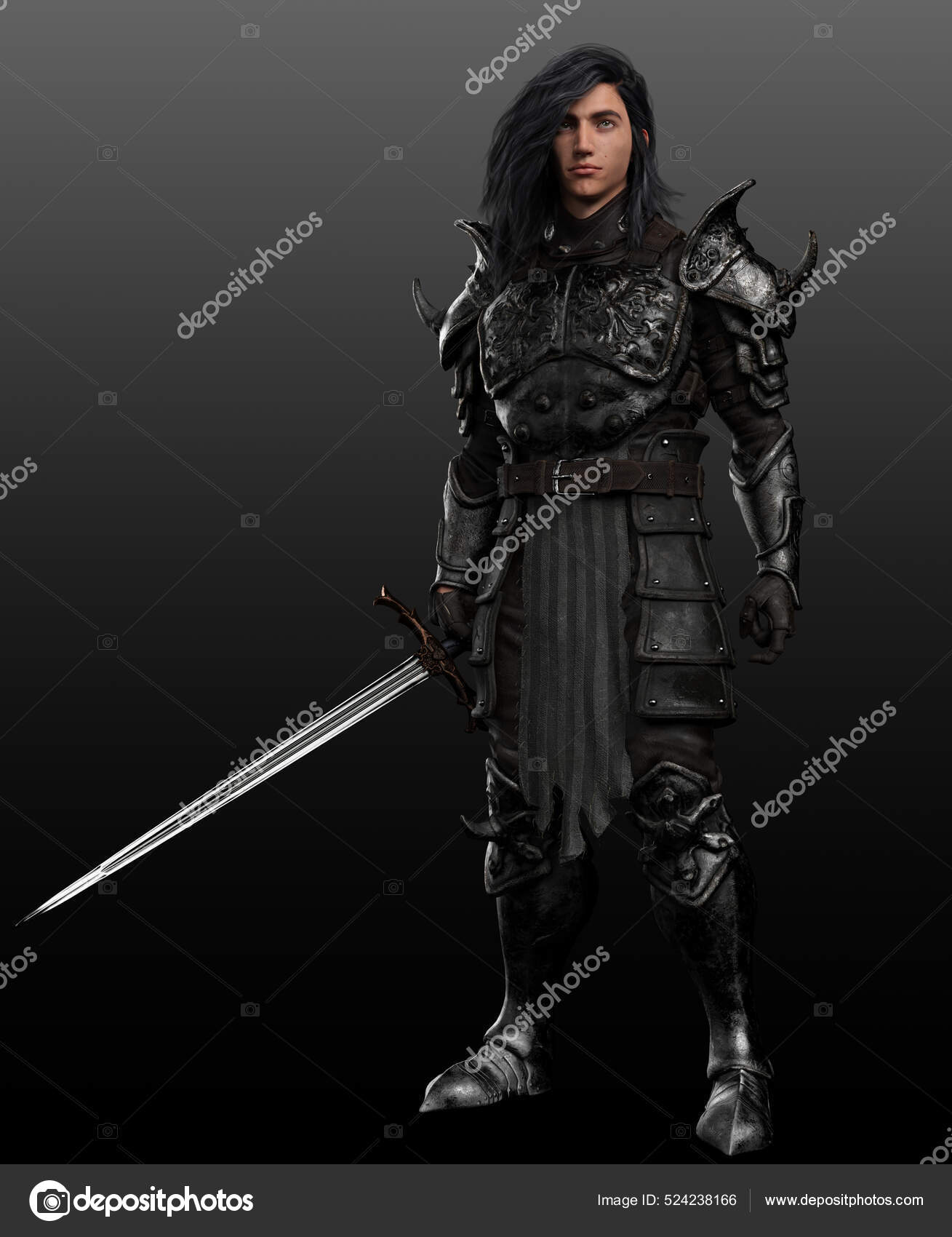 Fantasy Medieval Dark Knight Armor Sword Stock Photo by ©Ravven 524238166