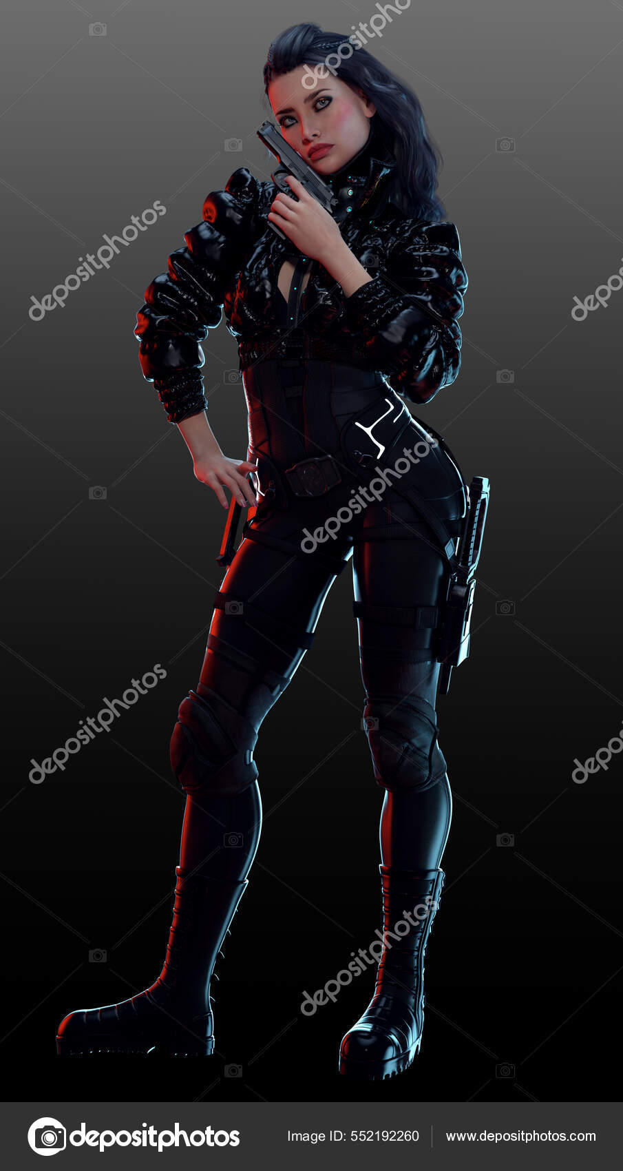 Urban Fantasy Sci Cyberpunk Female Assassin Pistol Stock Photo by ... Urban Fantasy Sci Cyberpunk Female Assassin Pistol Stock Photo by ...