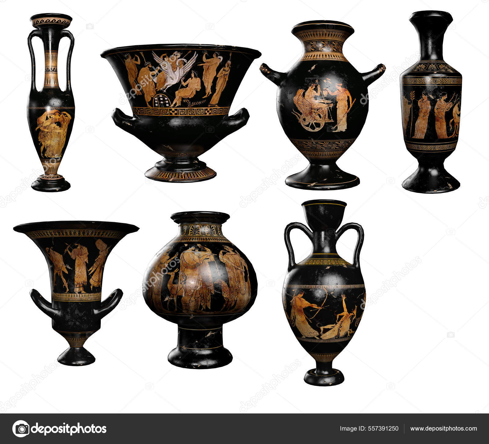 Cgi Ancient Greek Roman Pottery Vases Wine Jugs — Stock Photo © Ravven ...