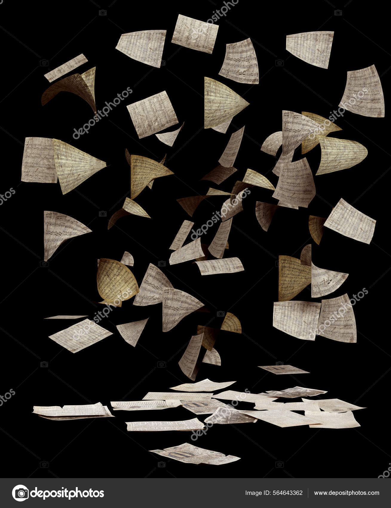 Cgi Falling Music Sheets Handwritten Annotation Flying Paper Sheet ...