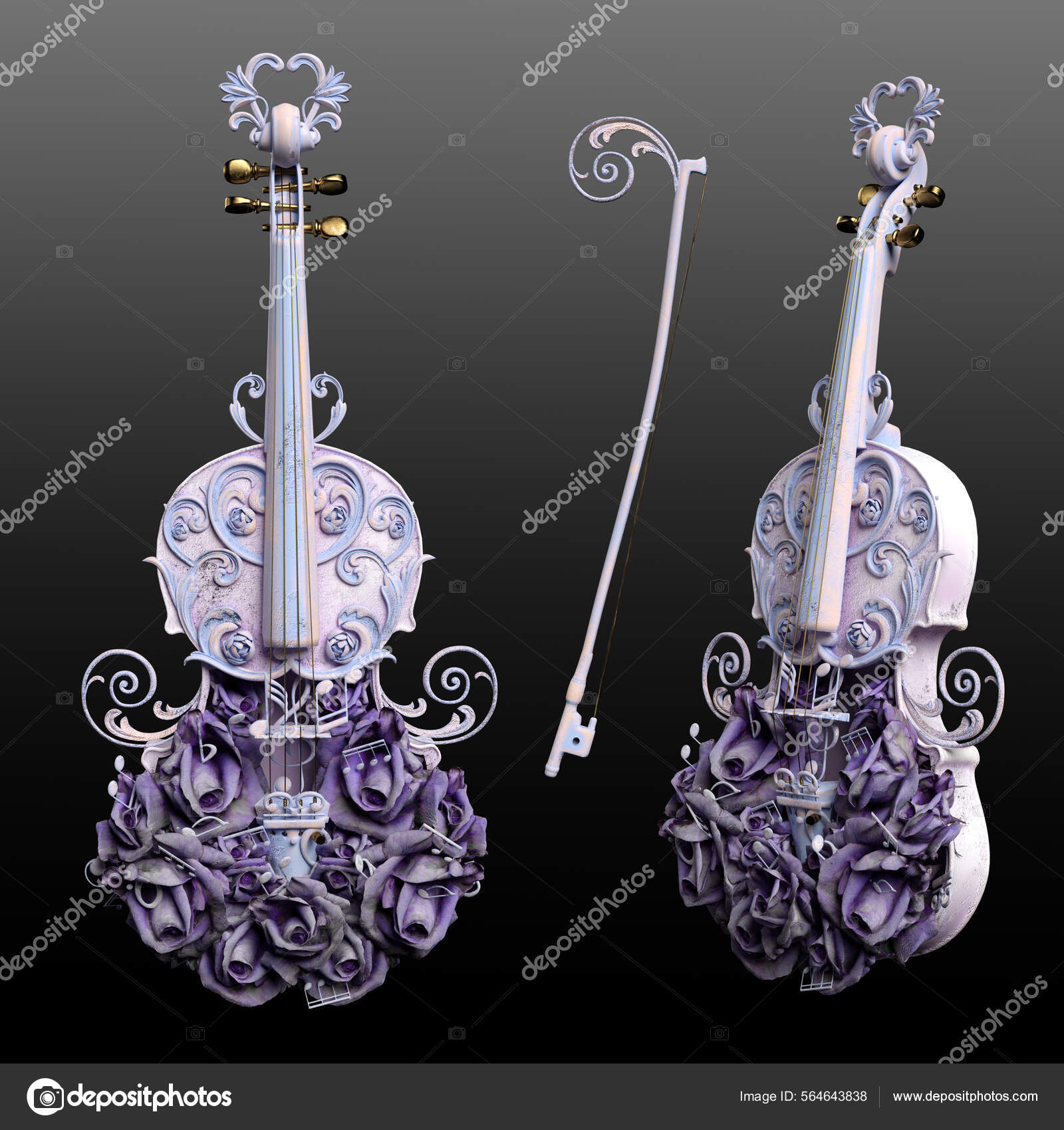 Cgi Fantasy Vintage Violin Bow Rose Decoration Stock Photo by ©Ravven ...