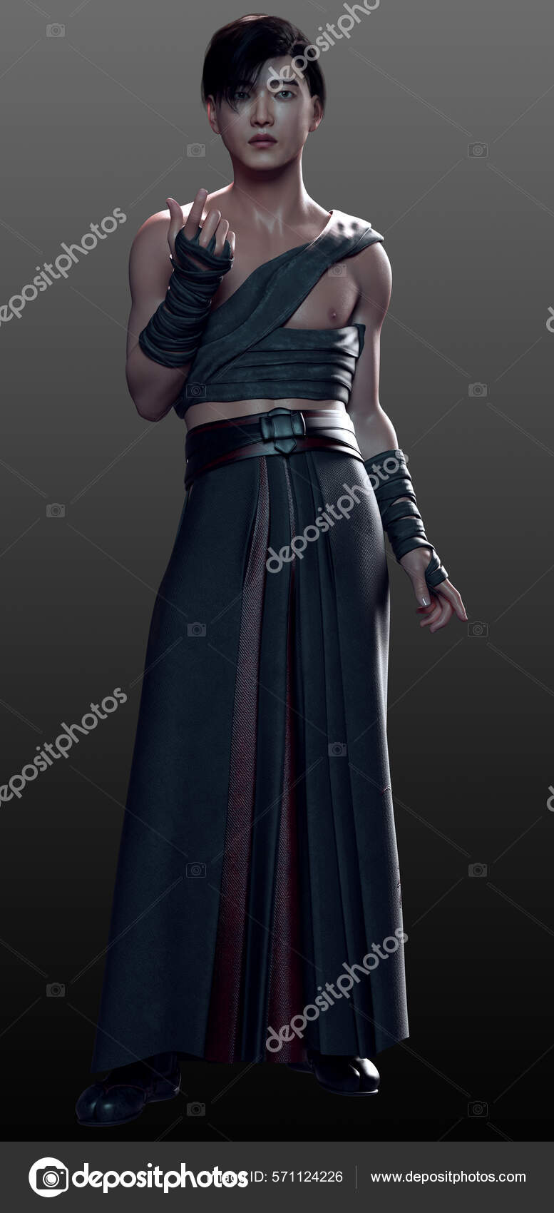 Fantasy Asian Poc Warrior Man Samurai Outfit — Stock Photo © Ravven ...