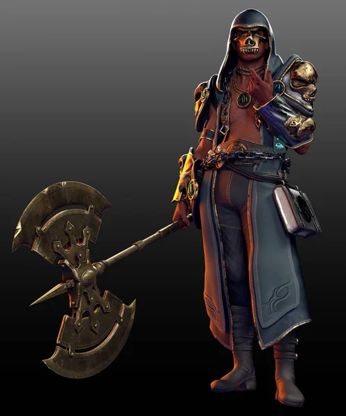 Fantasy Necromancer Warrior Knight Heavy Armor Hood Stock Photo by ...