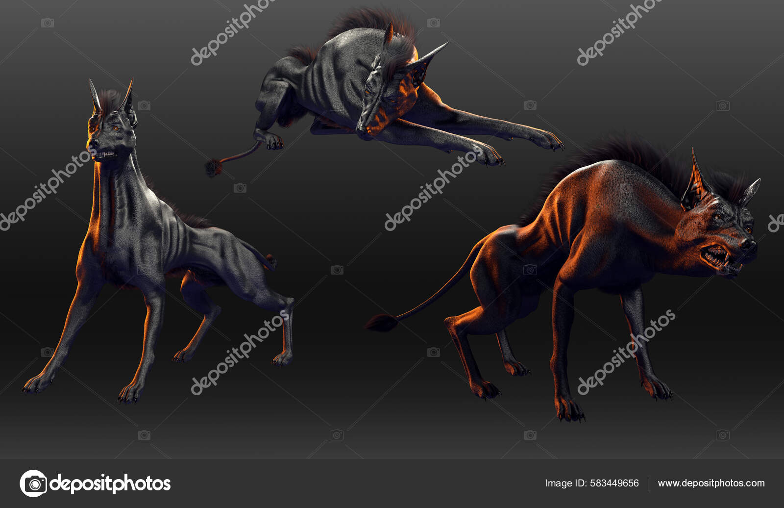 Cgi Hellhound Anubis Hound Devil Dog Black Dog — Stock Photo © Ravven ...