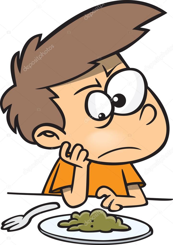 Clipart: picky eater | Clipart Cartoon Picky Eater Boy Staring Down ...