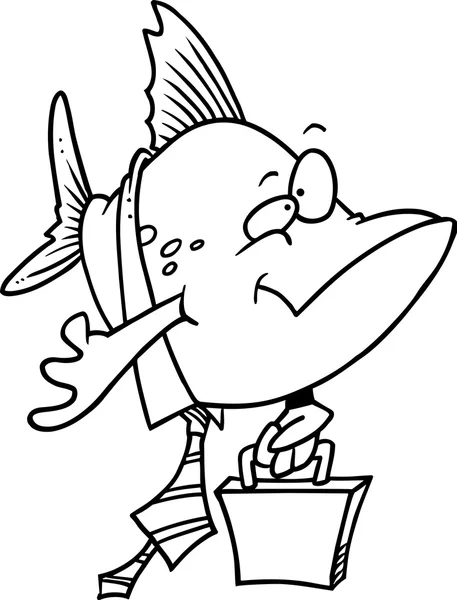 Vector of a Cartoon Fish Fishing from a Boat - Outlined Coloring Page ...