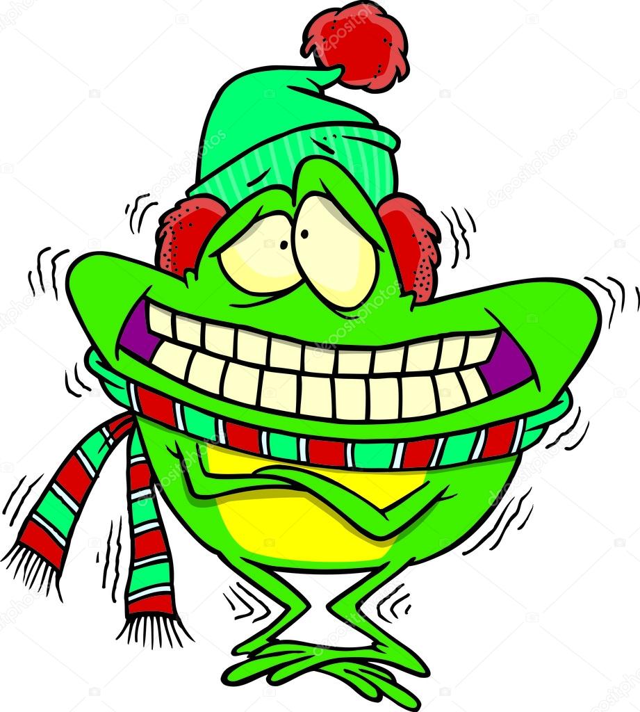 Sapo desenho animado tremendo no frio — Vetor de Stock © ronleishman ...