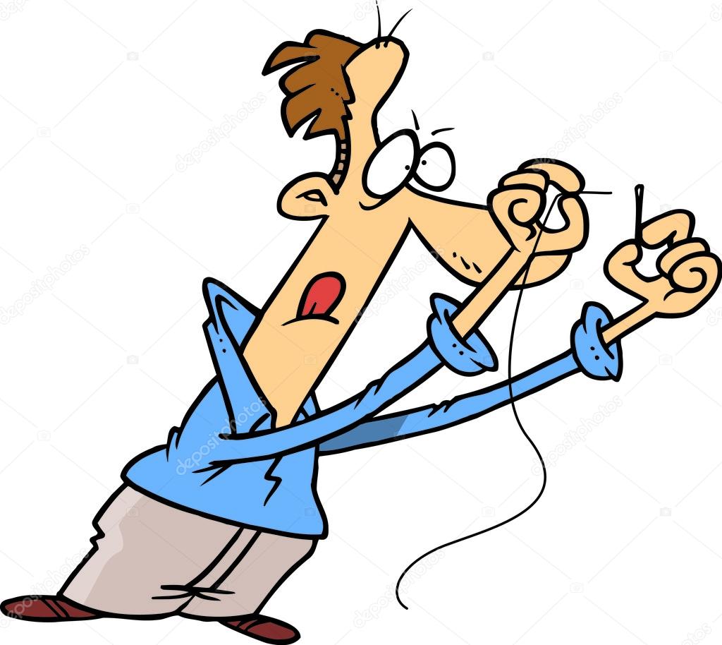 Cartoon Man Threading Needle — Stock Vector © ronleishman #13917287