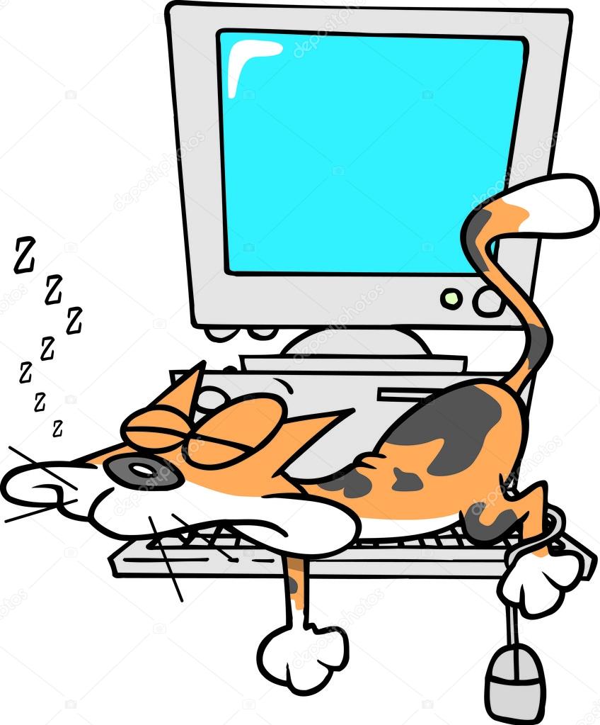 Cartoon Cat Computer Stock Vector by ©ronleishman 13941294