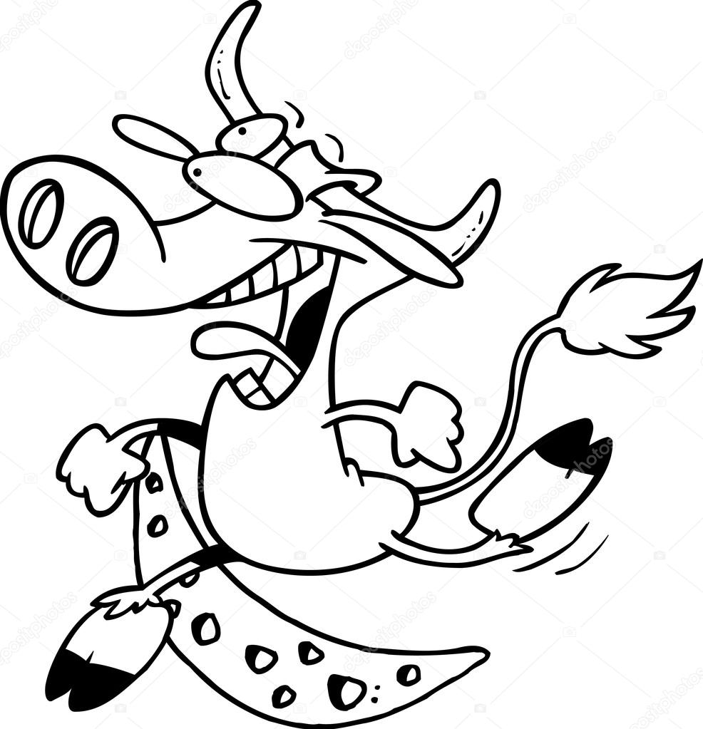 Cartoon Cow Jumping Stock Vector by ©ronleishman 13948798
