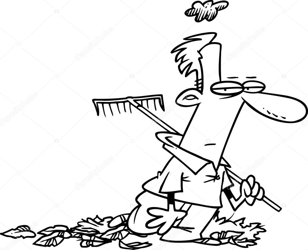 Raking Leaves Clipart Black And White