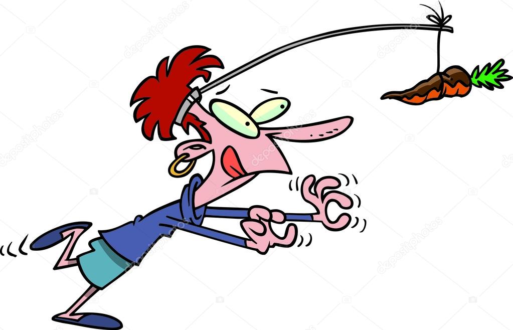 Cartoon Woman Chasing a Carrot on a Stick Stock Vector Image by ...