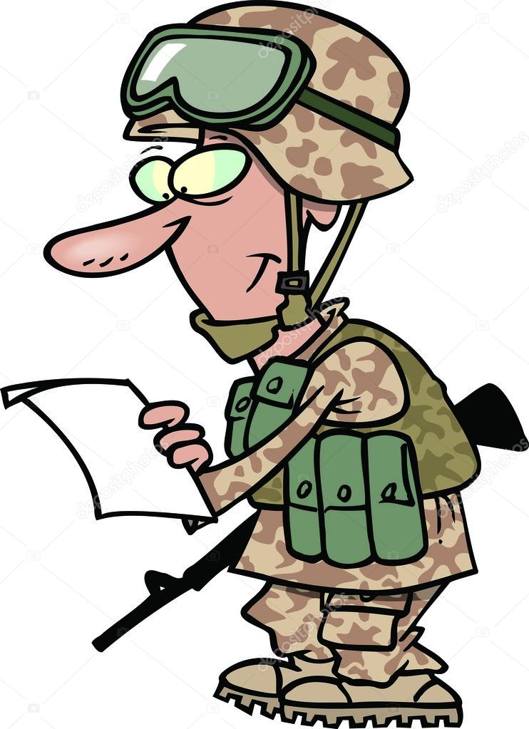 Cartoon Soldier Reading Letter from Home — Stock Vector © ronleishman ...