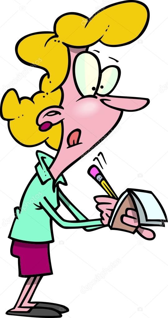 Mujer de dibujos animados tomando notas — Vector de stock © ronleishman ...