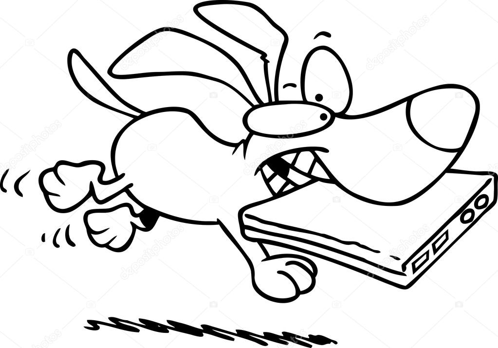 Perro de dibujos animados traer portátil — Vector de stock ...