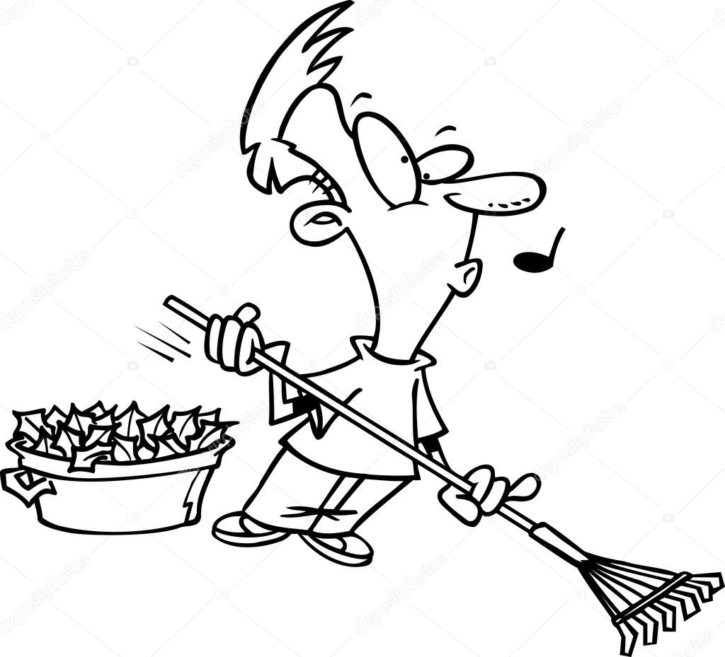 Cartoon Boy Raking Leaves Stock Vector Image by ©ronleishman #13950841